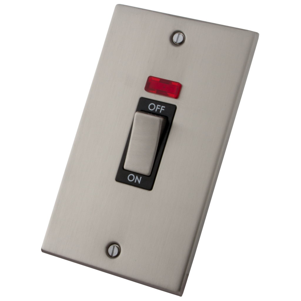 Stainless Steel Cooker Switch 2 Gang 45 Amp with Neon - Wew